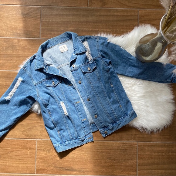 Love Tree | Jackets & Coats | Love Tree Denim Distressed Jean Jacket ...